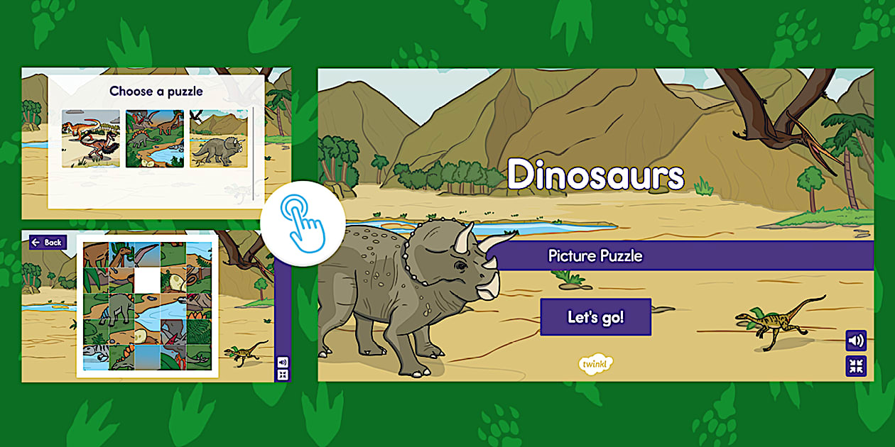 Dinosaurs Interactive Slider Puzzle (teacher made) - Twinkl