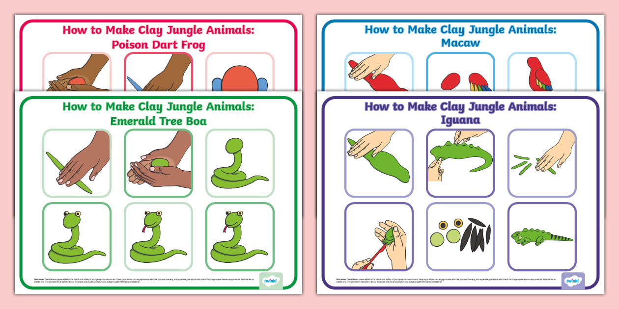Making Clay Jungle Animals Activity Cards