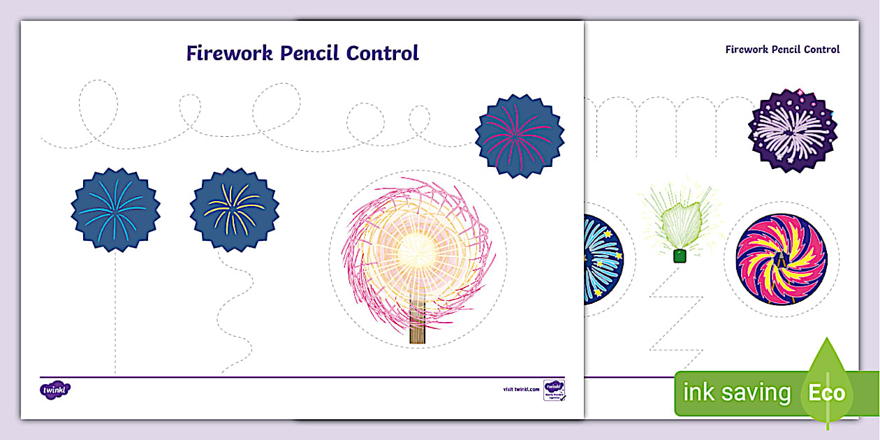 Firework Pencil Control Activity,Bonfire Night Writing