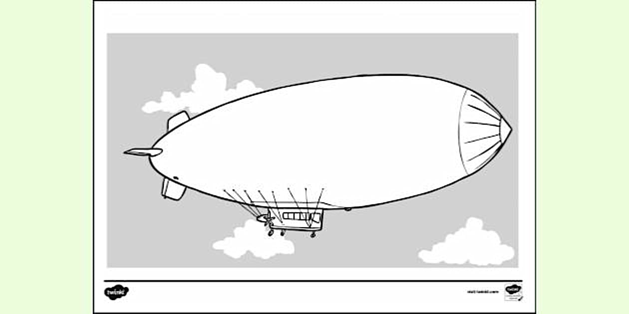 Airship Colouring | Colouring Sheets (teacher made) - Twinkl