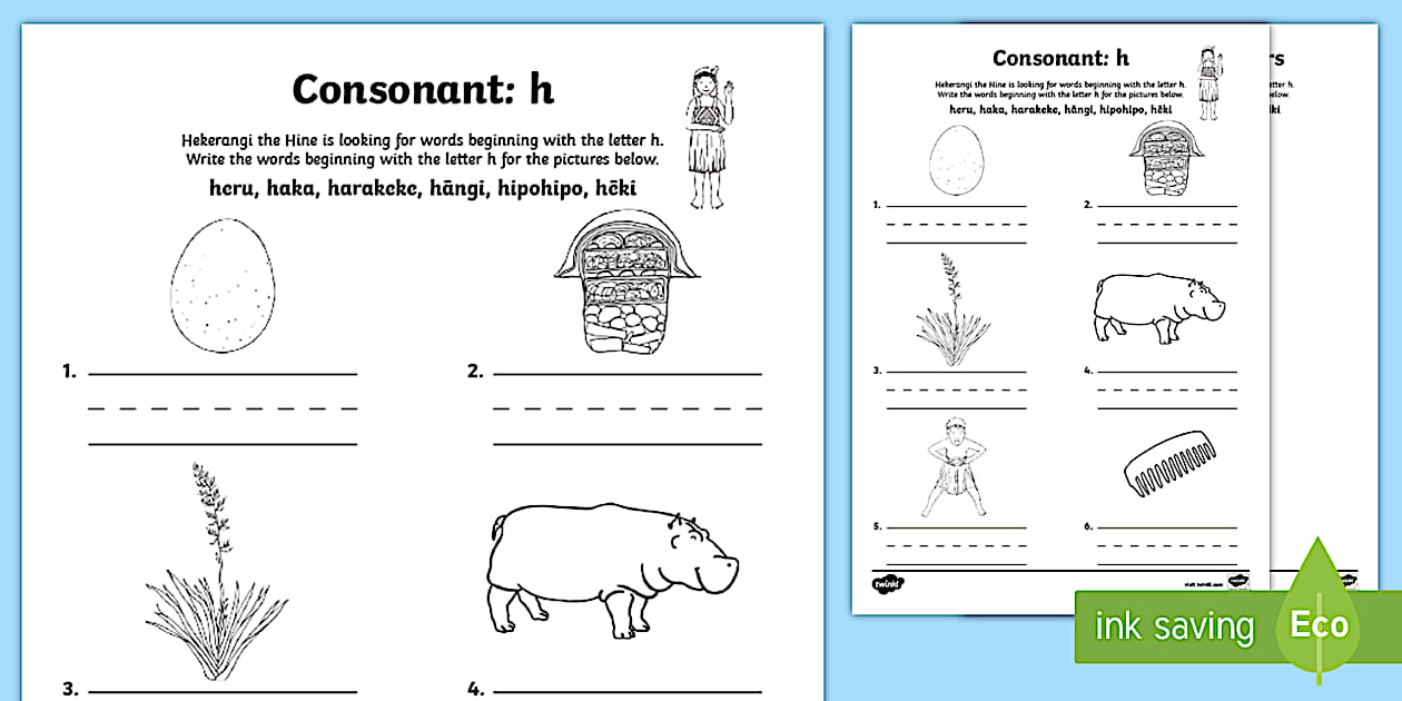 Māori Language Week Consonant 'h' Worksheet / Worksheet
