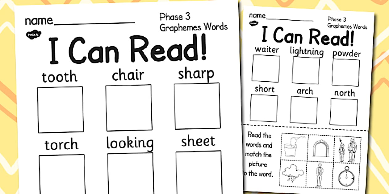 I Can Read Words Combination Two Phase 3 Graphemes Worksheet / Worksheet,