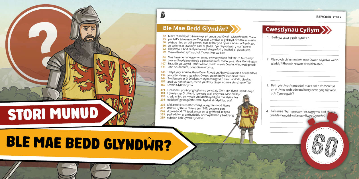 Stori Munud Ble Mae Bedd Glyndŵr?