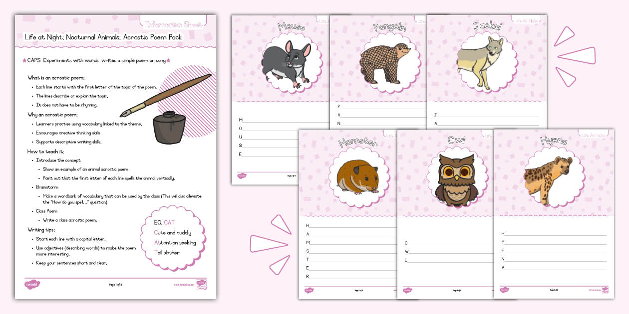 Grade 2 English Term 4 Writing Poetry - Worksheet (CAPS