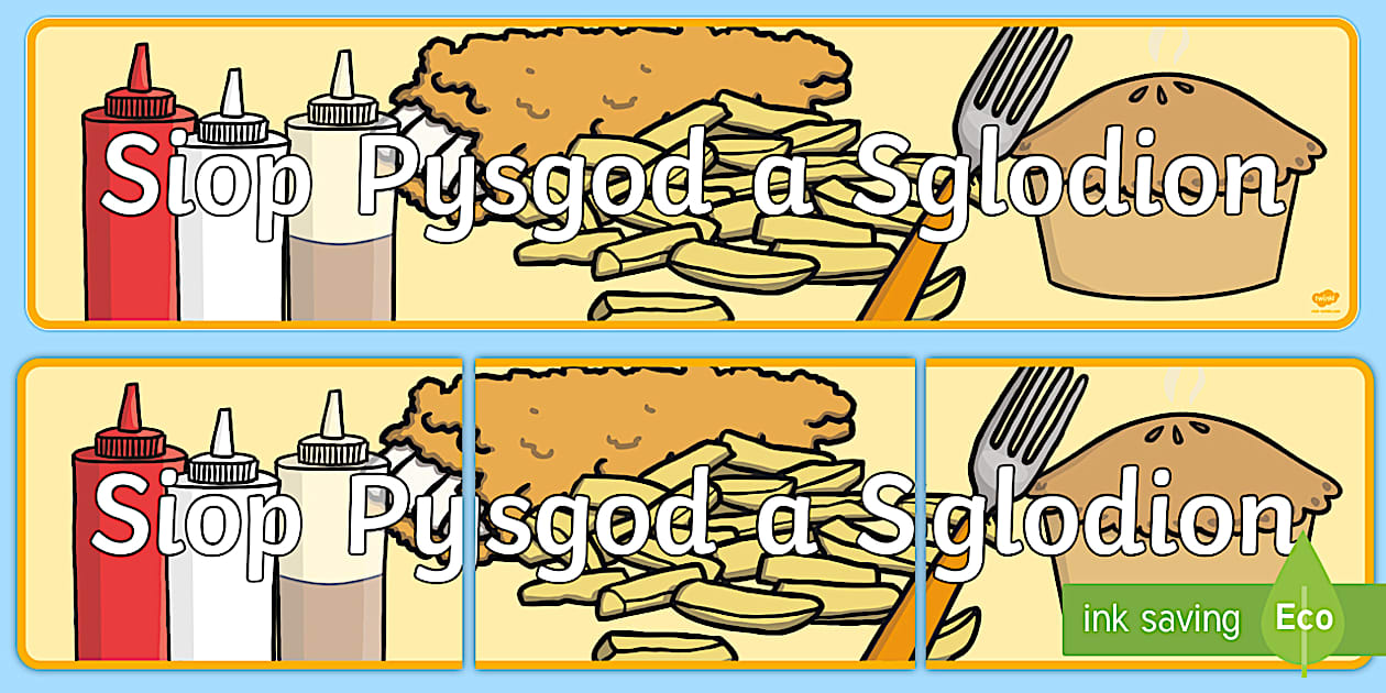 Baner Chwarae Rôl Siop Pysgod a Sglodion - Twinkl