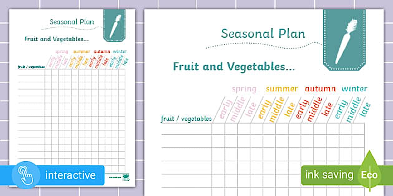 Fruit and Veg Seasonal Gardening Planner | Twinkl Busy Bees