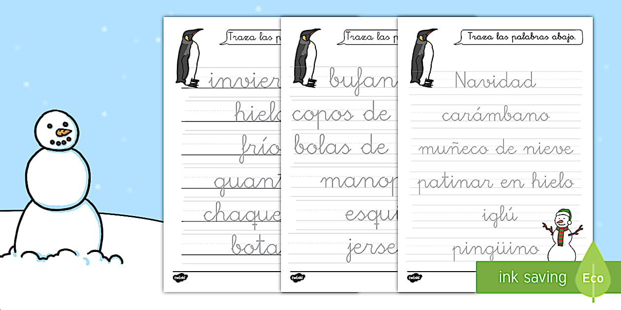 Ficha de trazo: El vocabulario invernal | Recursos | Twinkl