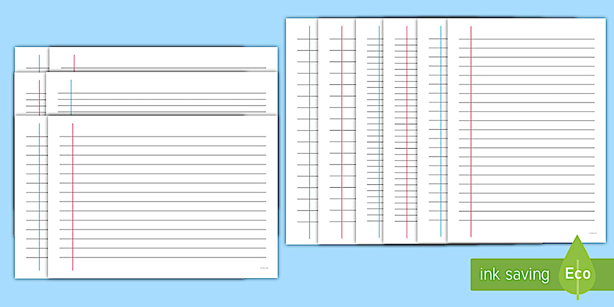 A4 Lined Paper Template with Margin | Primary Resources