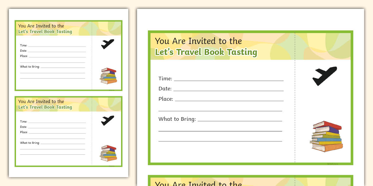 Let's Travel Book Tasting Invitations (teacher made)