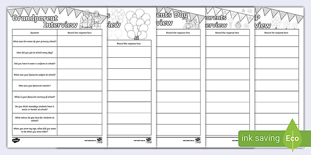 Grandparents Day / VIP Interview Sheets (teacher made)