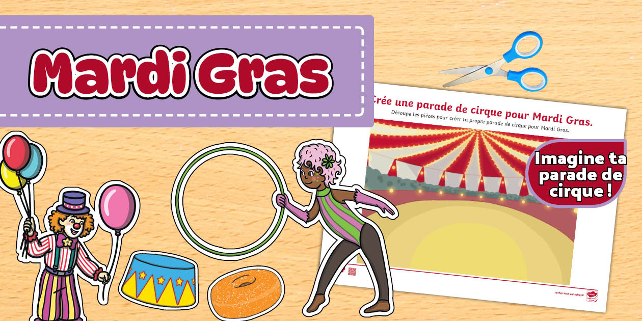 Activité de découpage : Mardi Gras - La parade de cirque