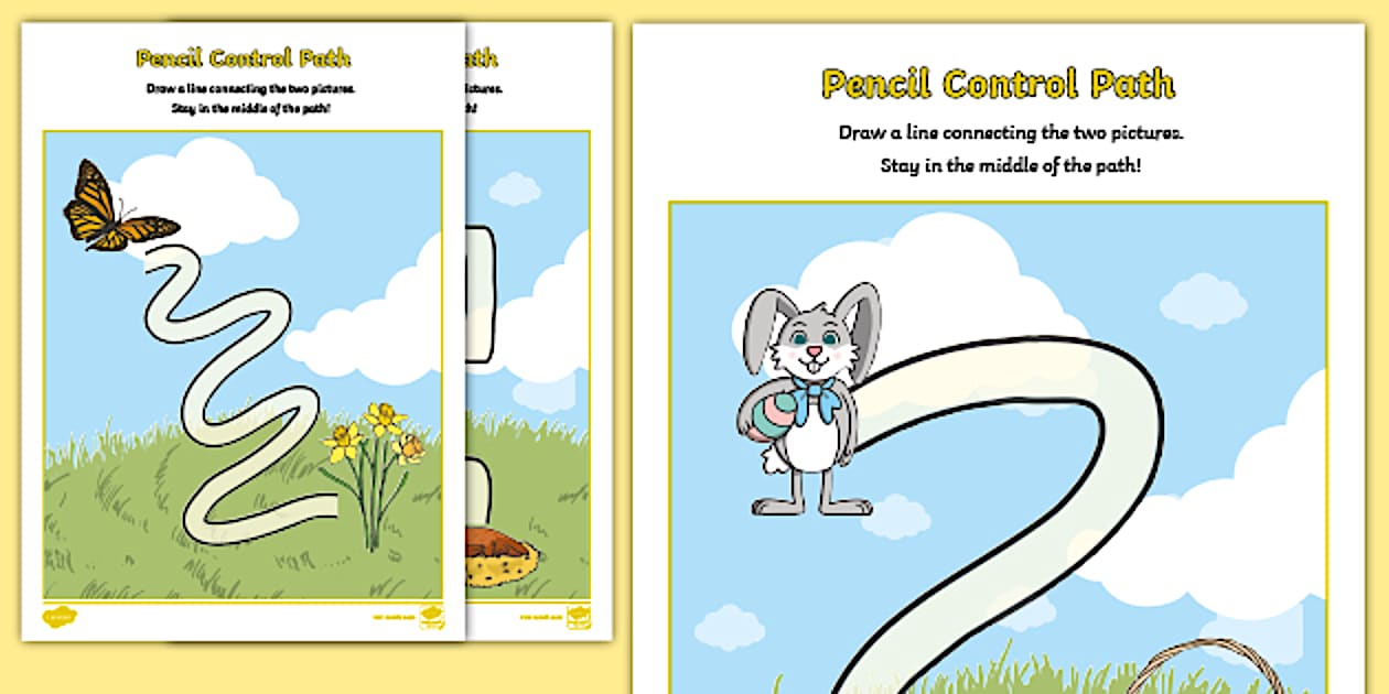 Black and White Easter Pencil Control Path Worksheets