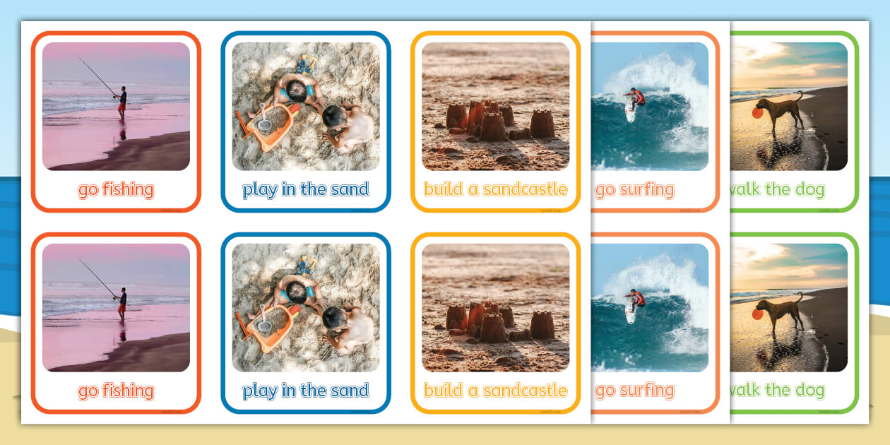 At the Beach Matching Cards (teacher made) - Twinkl