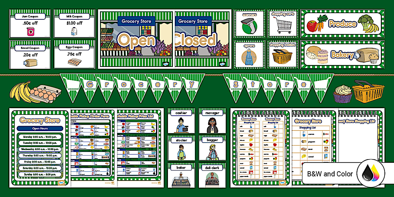 Grocery Store Dramatic Play Activity Pack (teacher made)