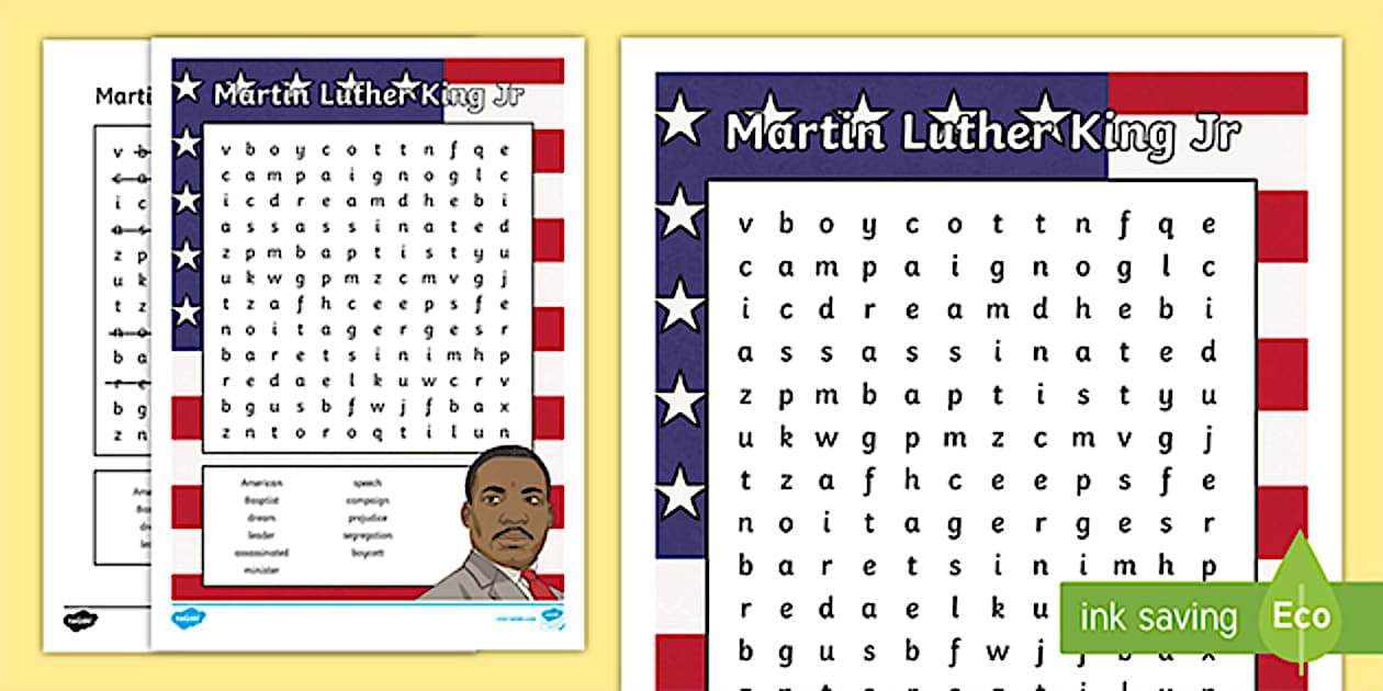 Editable Martin Luther King Jr Word Search (teacher made)