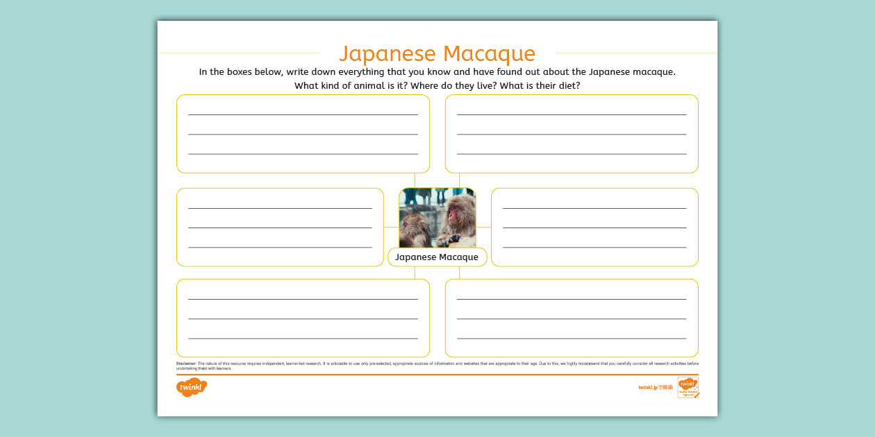 Japanese Macaque Mind Map (teacher made) - Twinkl