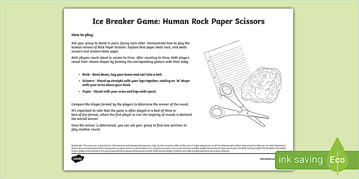 Human Rock Paper Scissors Icebreaker Game (teacher made)