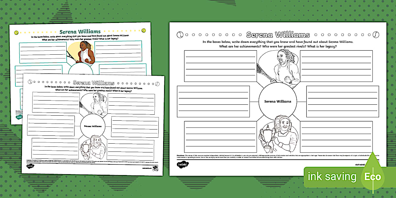 Serena Williams Mind Map (teacher made) - Twinkl