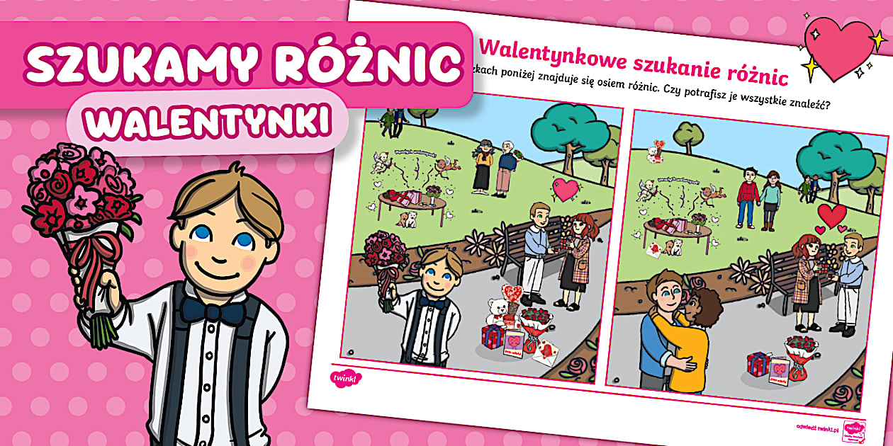 Walentynki | Znajdź różnice | Karta pracy