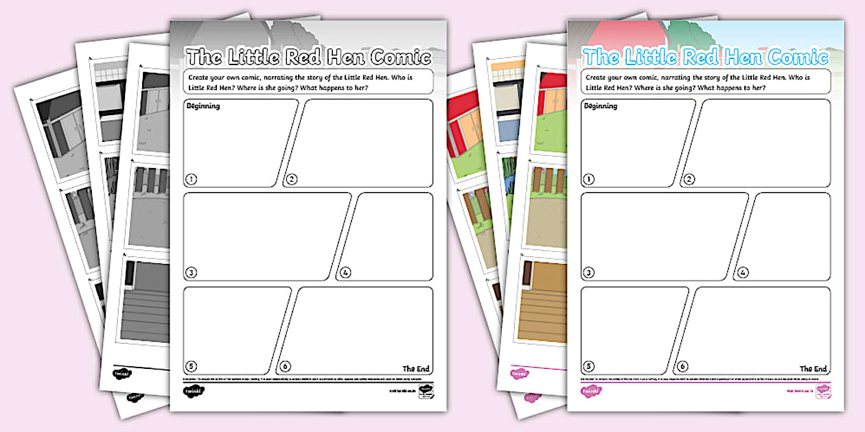 The Little Red Hen Comic Cut and Stick - Twinkl