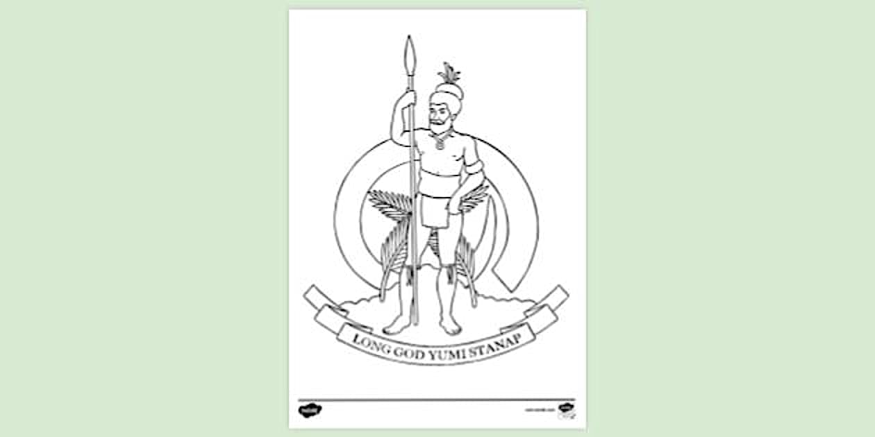 Republic of Vanuatu Coat of Arms Colouring Sheet - Twinkl