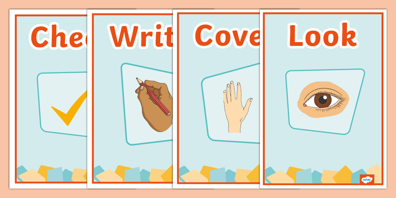 Look, Cover, Write, Check Display Posters Visual Aids
