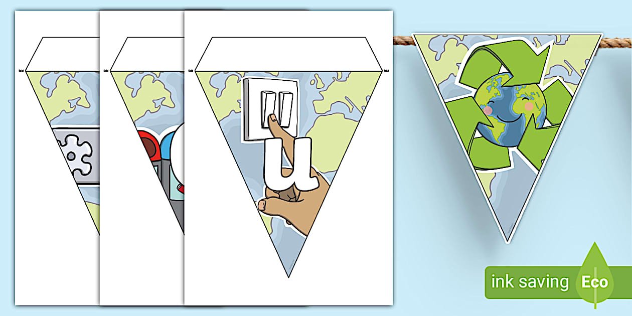 Our Eco School Display Bunting - Twinkl - KS1 (Teacher-Made)