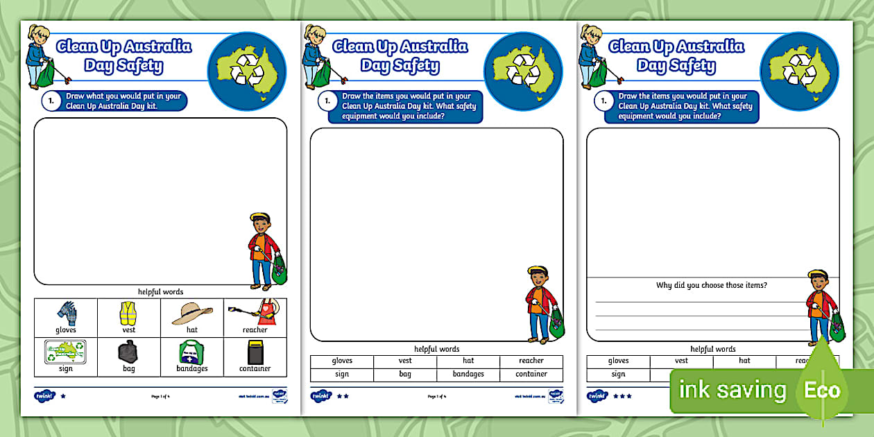 Clean Up Australia Day Safety Worksheets (Teacher-Made)