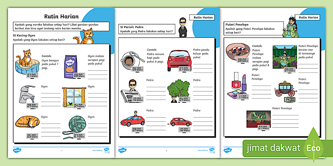 Lembaran Aktiviti Rutin Harian (teacher made) - Twinkl