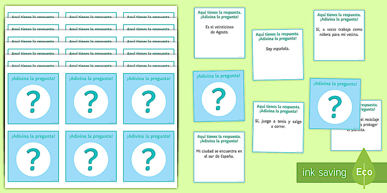 Guess the Question in Spanish Card Game (teacher made)