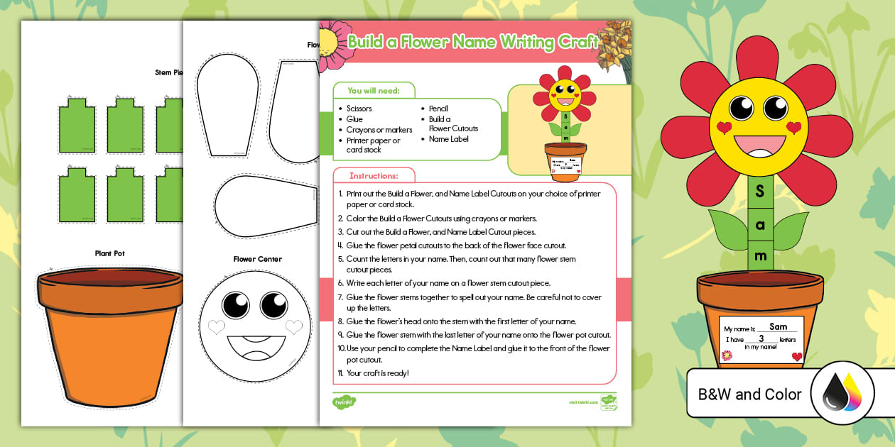 Build a Flower Name Writing Craft