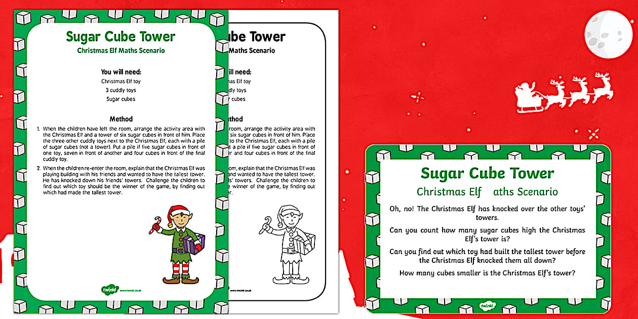 Sugar Cube Tower Christmas Elf Maths Scenario (teacher made)