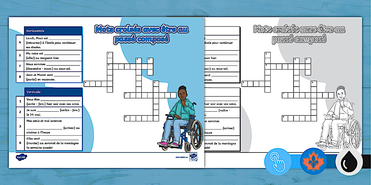 Passé Composé - Être Crossword Activity (teacher made)
