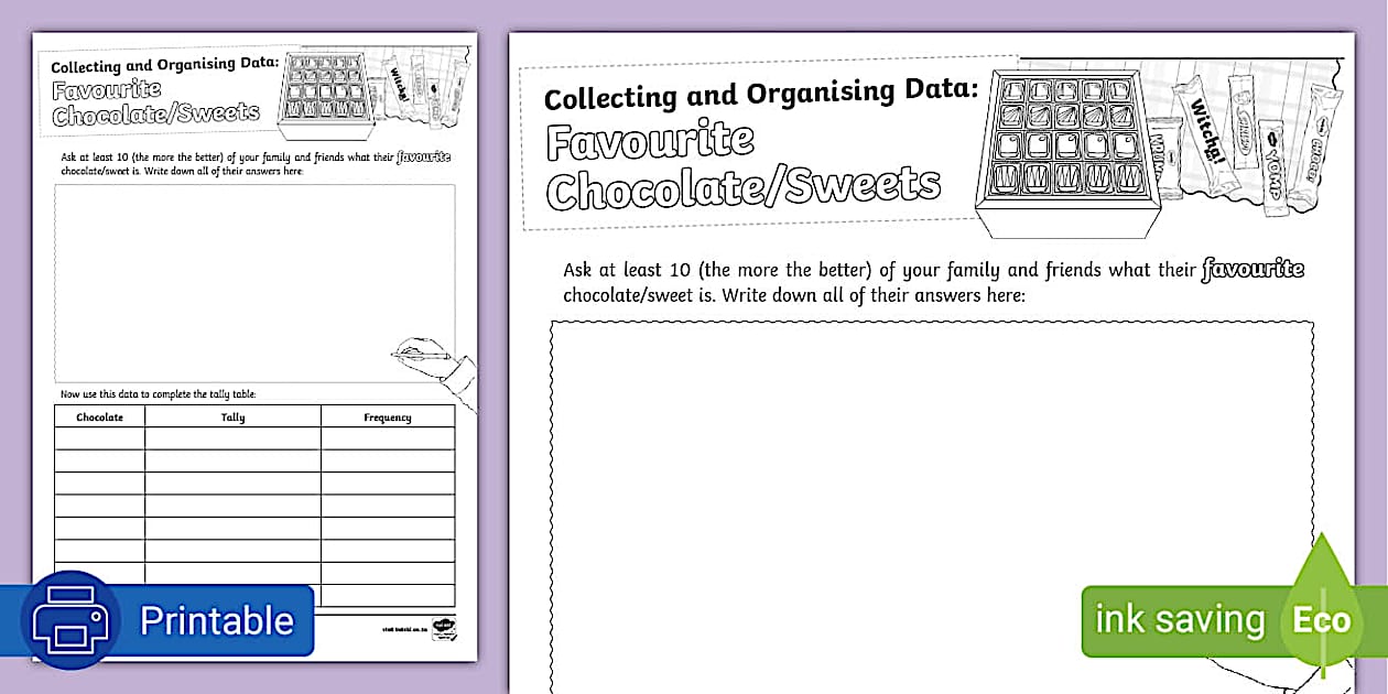 Collecting and Organising Data: Favourite Chocolate/Sweets Activity Sheet