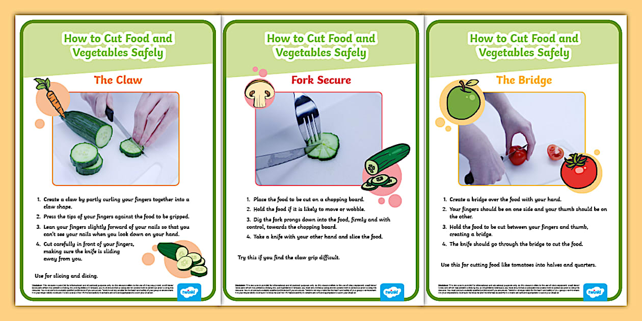 How to Cut Fruit and Vegetables Safely Posters - Twinkl