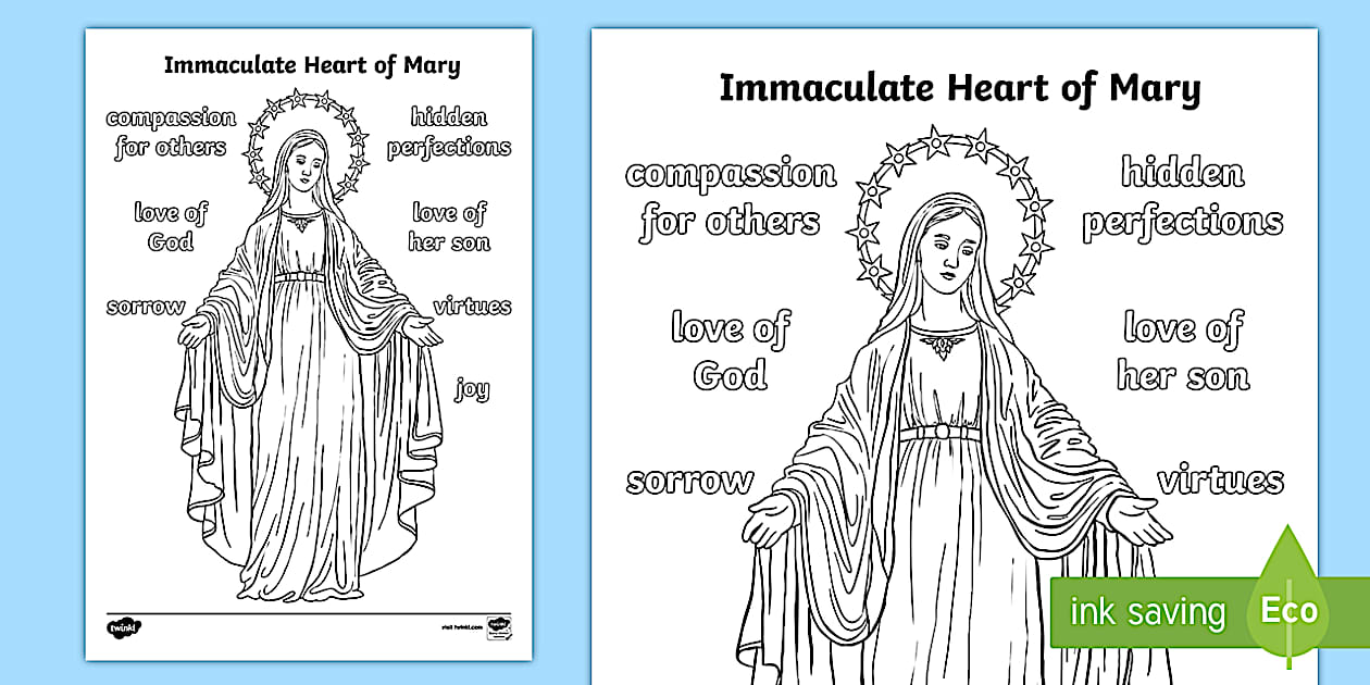 Immaculate Heart of Mary Coloring Page (Teacher-Made)