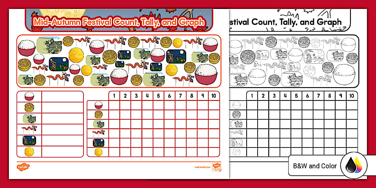 First Grade Mid-Autumn Festival Count, Tally, and Graph