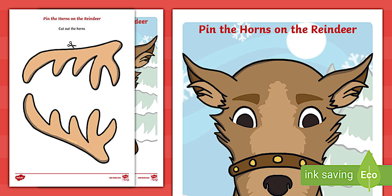 Pin the Horns on the Reindeer Game (teacher made) - Twinkl