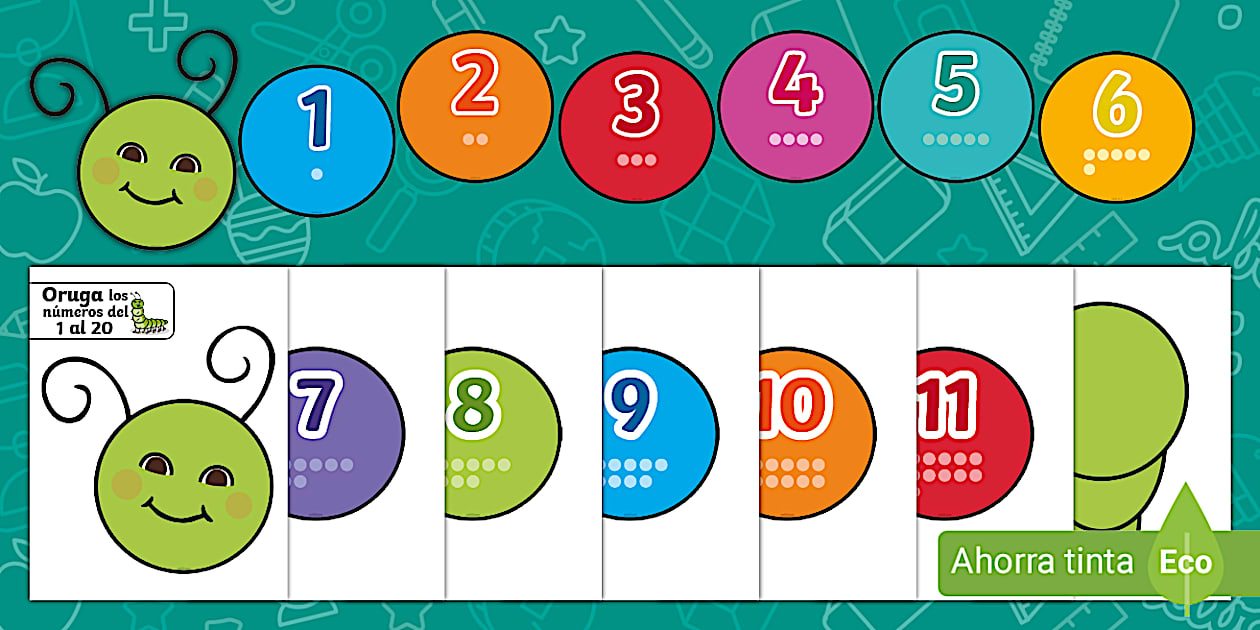 Póster Cuncuna los números hasta 20 sala de clases