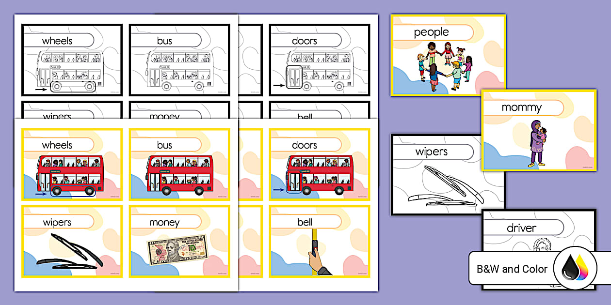 The Wheels on the Bus Nursery Rhyme Flash Cards - Twinkl