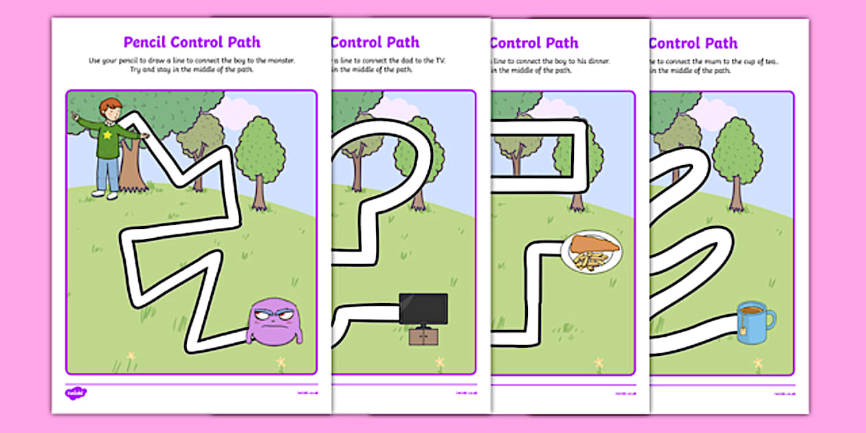 Black and White Not Right Now Pencil Control Path Worksheets