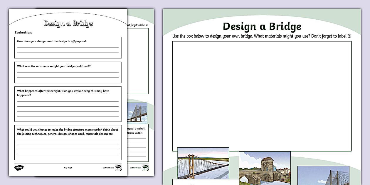 Design a Bridge Worksheet (teacher made) - Twinkl