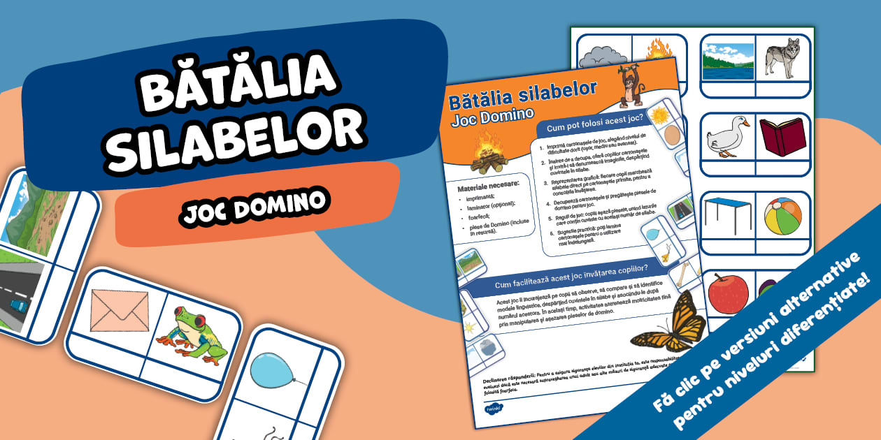 Bătălia silabelor – Joc Domino diferențiat