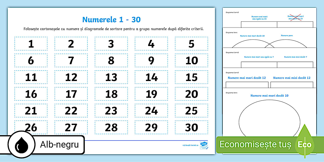Numerele 1-30 – Activitate de sortare - Twinkl