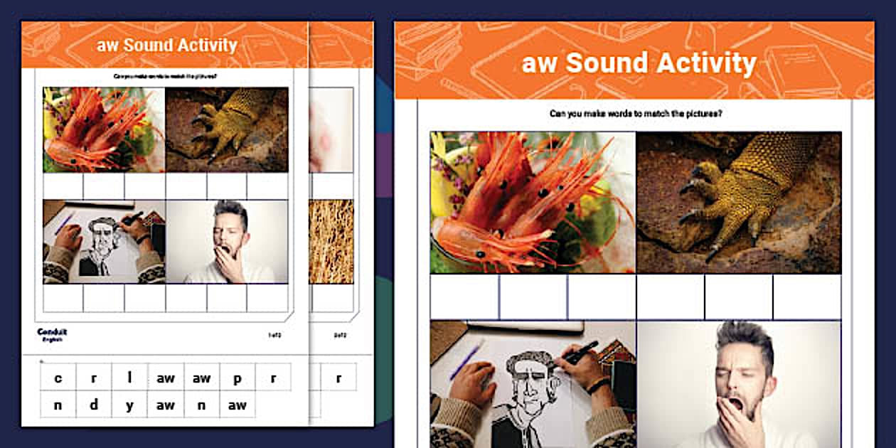 Reinforcing Sounds: 'aw' Cut and Stick Activity - Twinkl