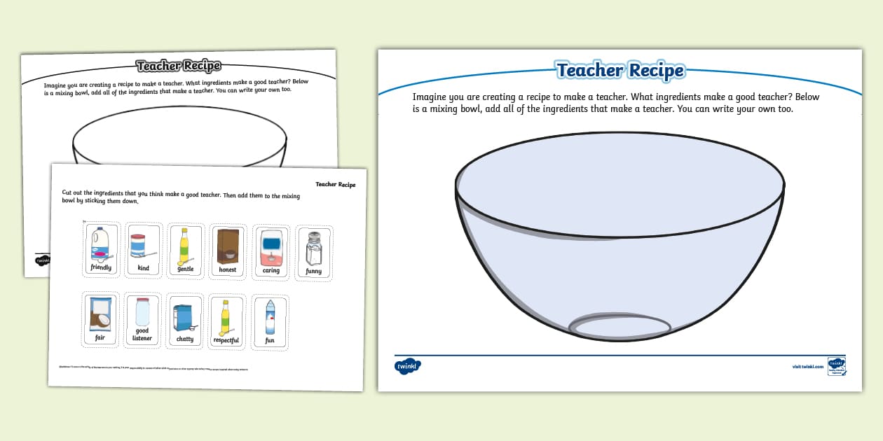 Teacher Recipe Activity (teacher made) - Twinkl