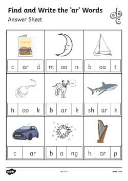 Find and Write the ar Words Differentiated Worksheet