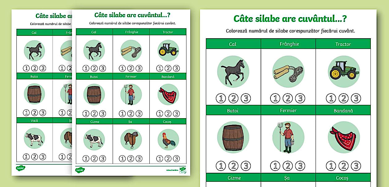 Rodeo: Câte silabe are cuvântul...? – Fișe de lucru