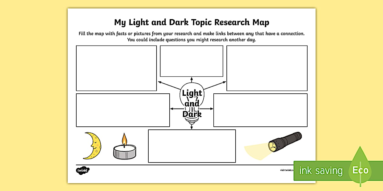 Light and Dark Topic Research Map (teacher made) - Twinkl
