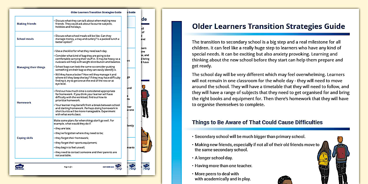 OT: Older Learners School Transition Strategies Guide|Twinkl